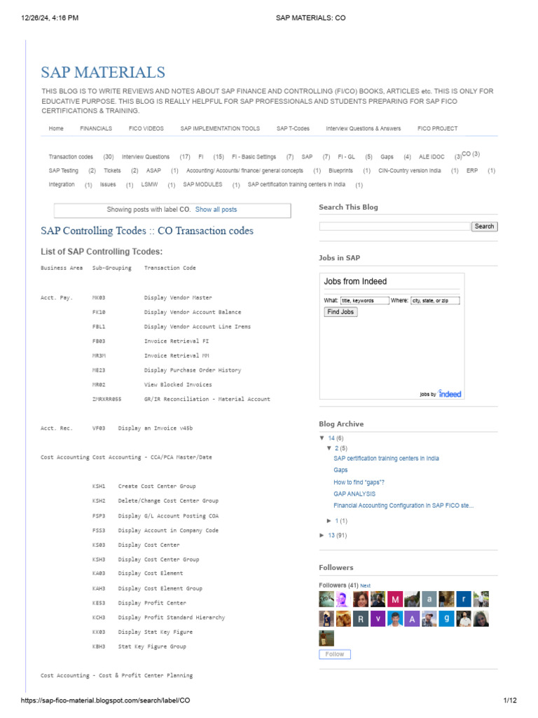 SAP MATERIALS - CO Googles | PDF | Depreciation | Cost