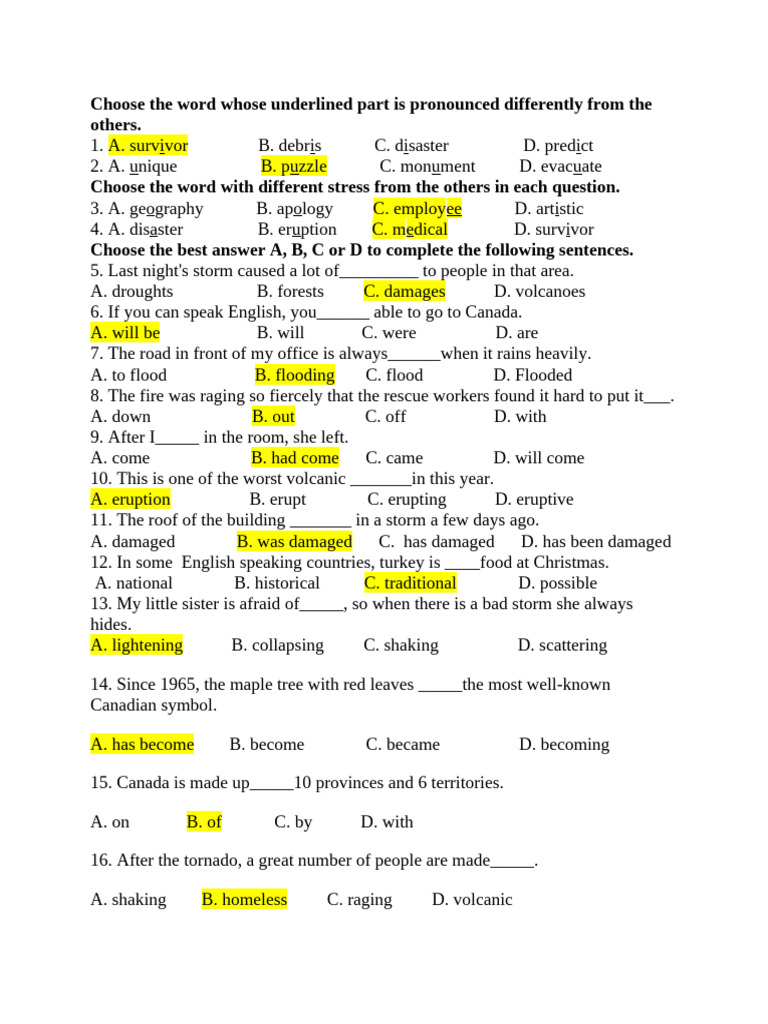 đề ôn thi tanh 8 | PDF | New Zealand | Natural Disasters