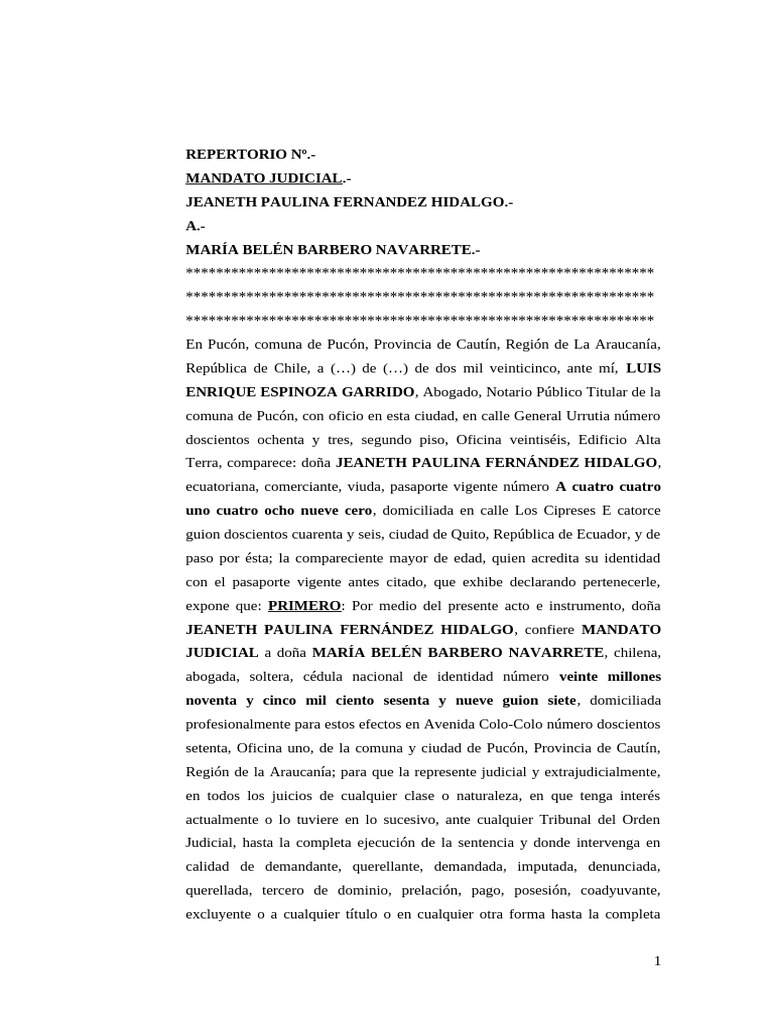 Mandato Judicial de Jeaneth Fernández | PDF