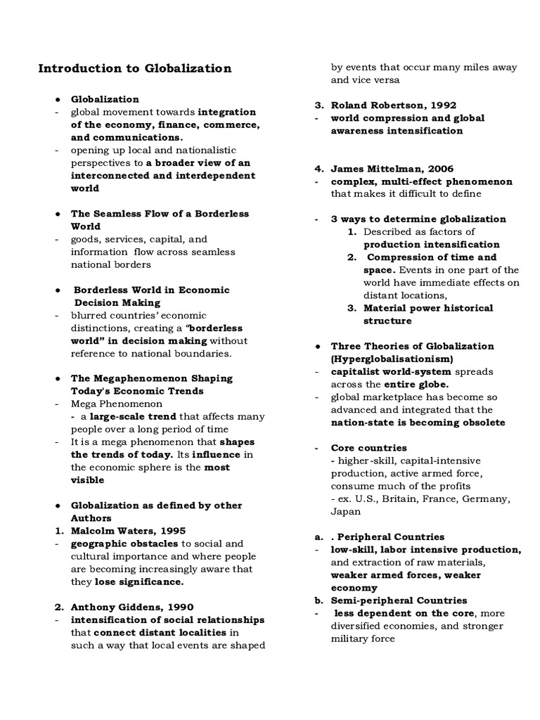 Contemporary World Reviewer | PDF | Globalization | Capitalism