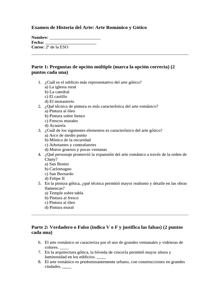Examen de Historia Del Arte | PDF | Arquitectura gótica | Pinturas
