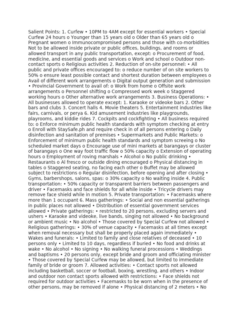 Salient Points | PDF | Emergency Management | Pandemic