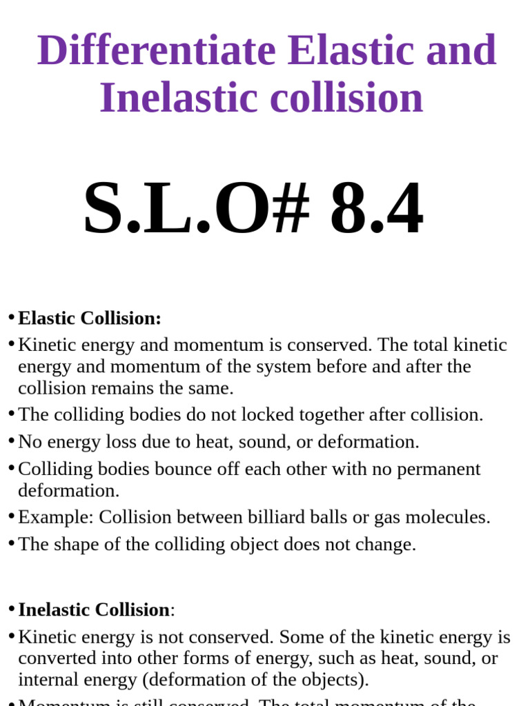 8.4differentiate Elastic and in Elastic Collision | PDF