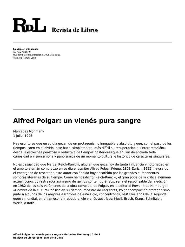 Alfred Polgar: Vida y Obra en Viena | PDF