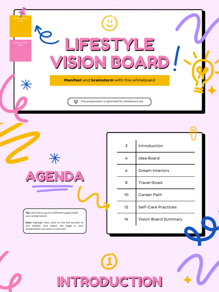 Pink Yellow Purple Lifestyle Vision Board Scribbles Doodles Whiteboard ...
