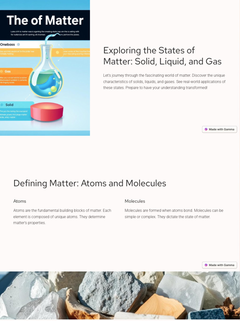 Exploring The States of Matter Solid Liquid and Gas | PDF