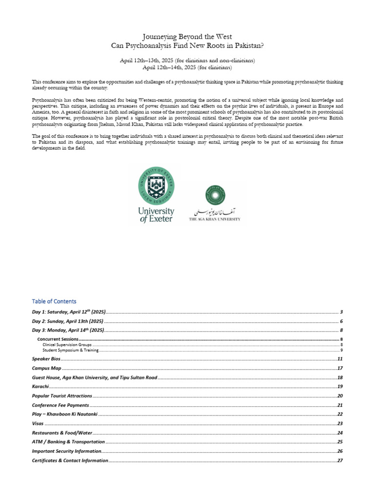 Psychoanalysis Conference 2025 AKU-FAS & UOE Psych | PDF ...