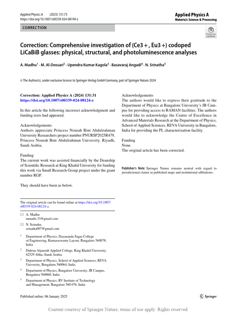 Correction Comprehensive Investigation of Ce3 Eu3 | PDF