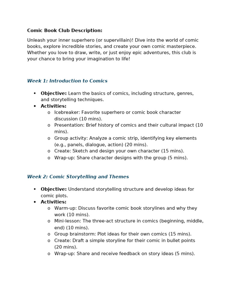 Comic Book Club: Create Your Own Comics | PDF | Comics