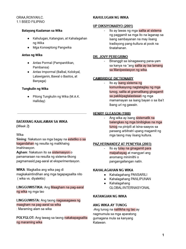 Reviewer Fil101 Prelim | PDF