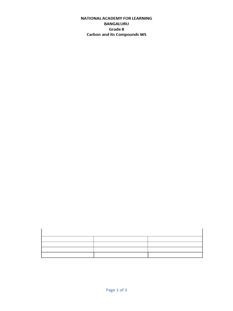 Grade 8: Carbon Compounds Worksheet | PDF | Carbon | Carbon Dioxide