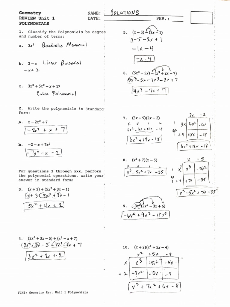 Geom REVIEWunit1 SOLUTIONS | PDF