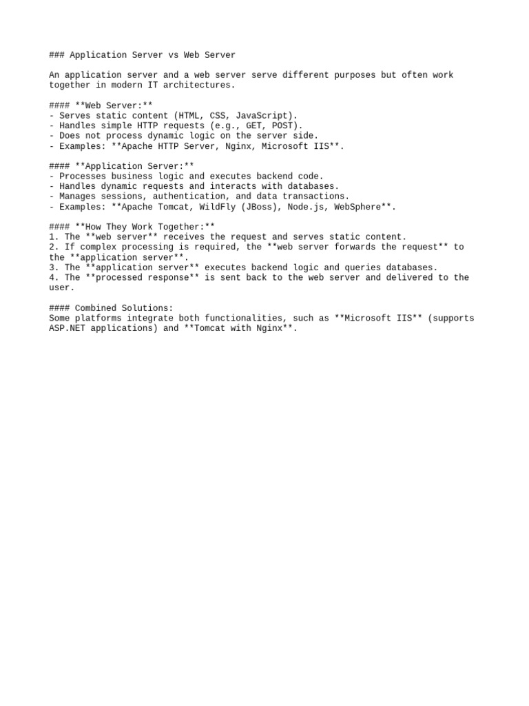 Application Server Vs Webserver | PDF