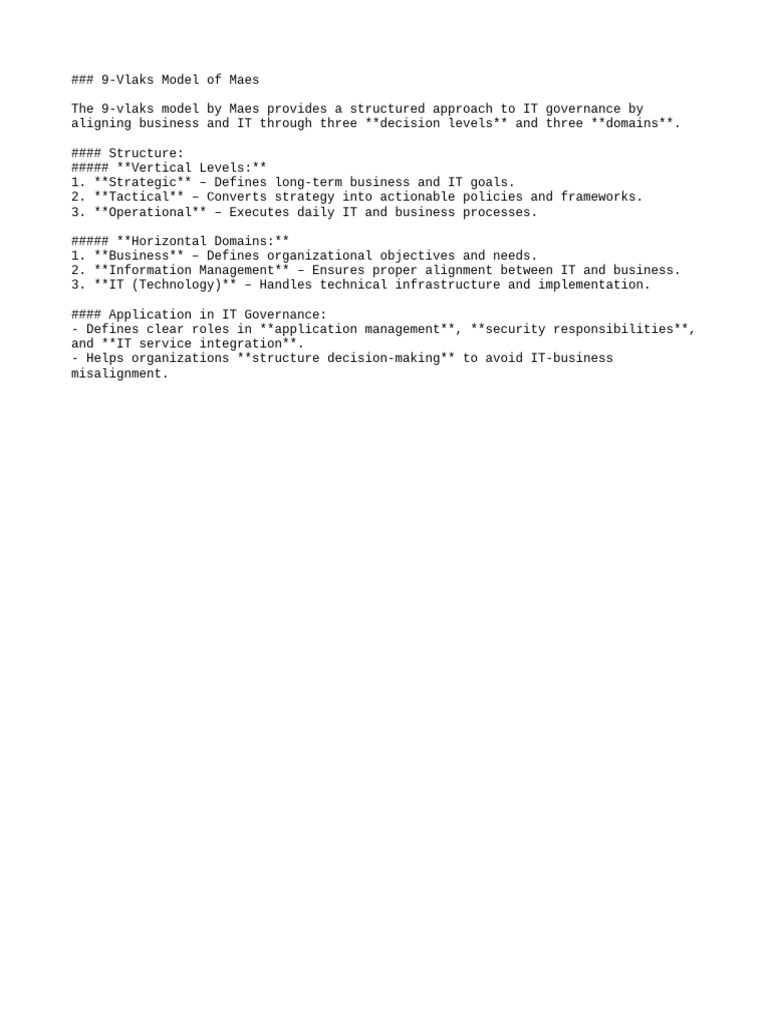 9-Vlaks Model for IT Governance | PDF