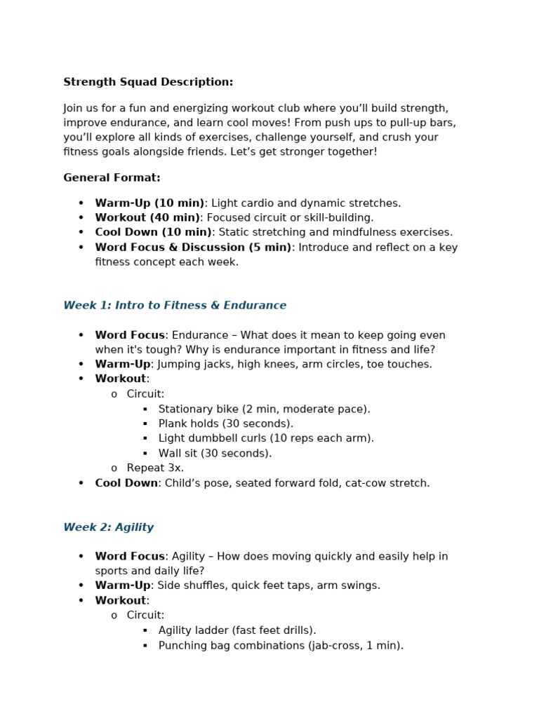 Strength Squad Scope & Secquence and Lesson Plan Ideas | PDF | Physical ...