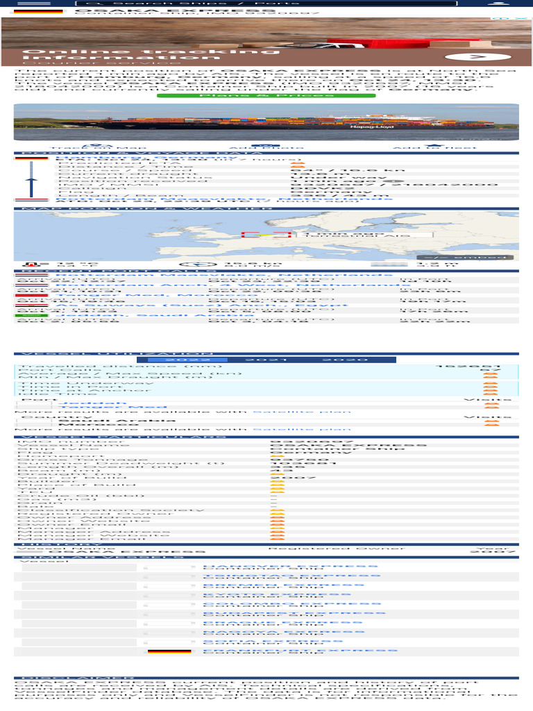 OSAKA EXPRESS, Container Ship - Details and Current Position - IMO ...