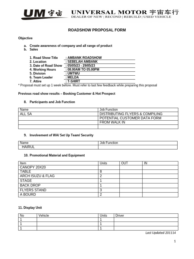 AMBANK Roadshow Proposal Overview | PDF | Transport | Motor Vehicle