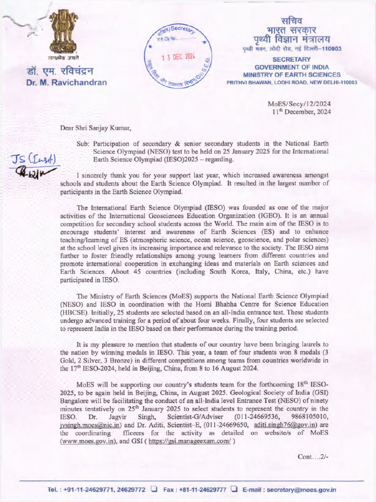 compress_DO letter from MoES_20250115172339 | PDF