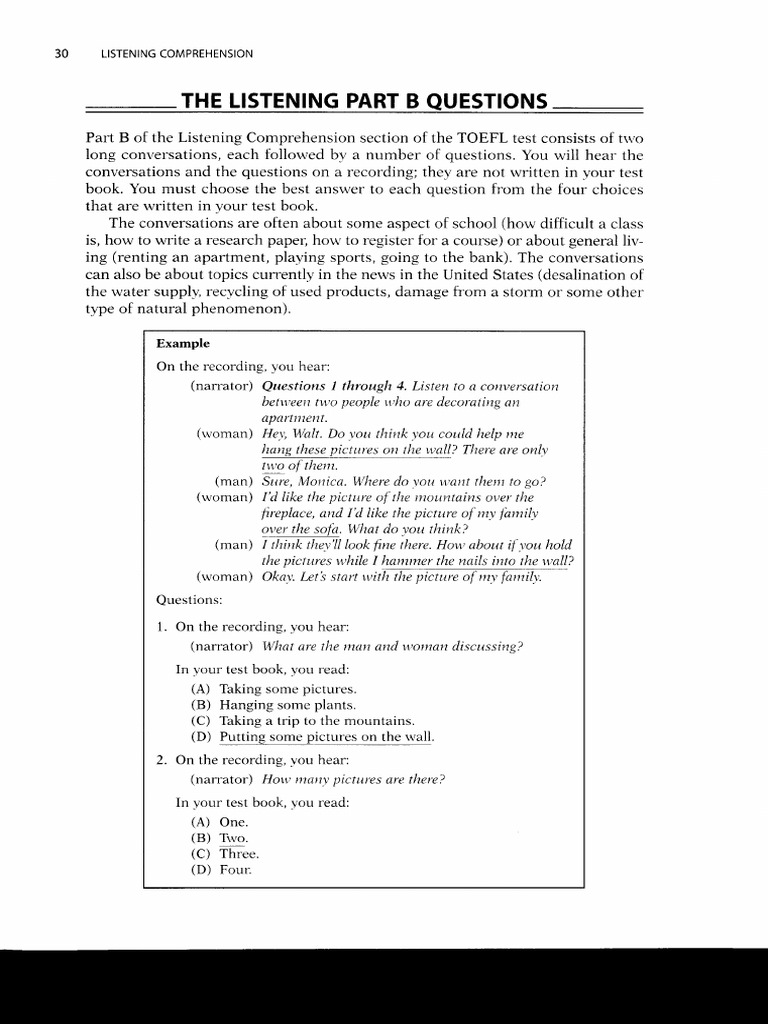 TOEFL Listening Part B Guide | PDF | Learning
