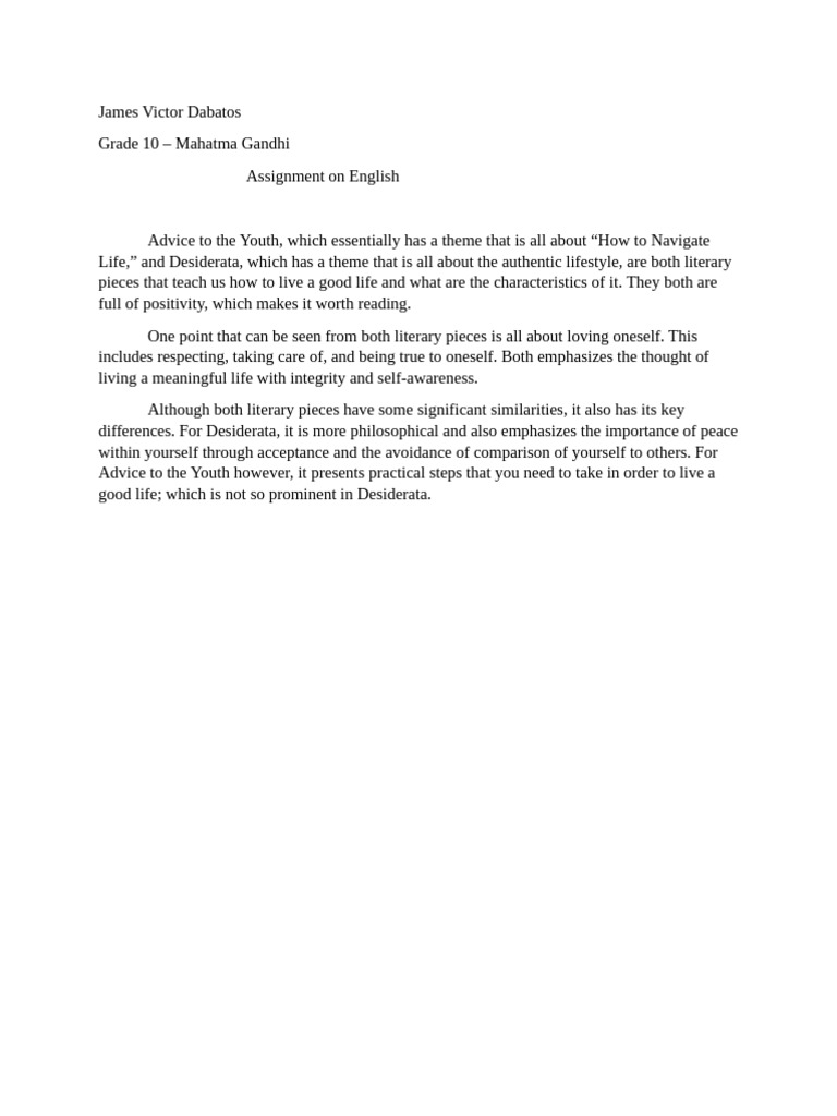 Navigating Life: Advice & Desiderata Analysis | PDF