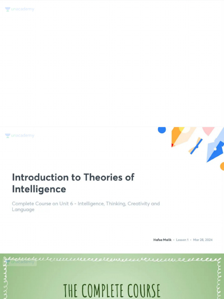 Introduction To Theories of Intelligence With Anno | PDF