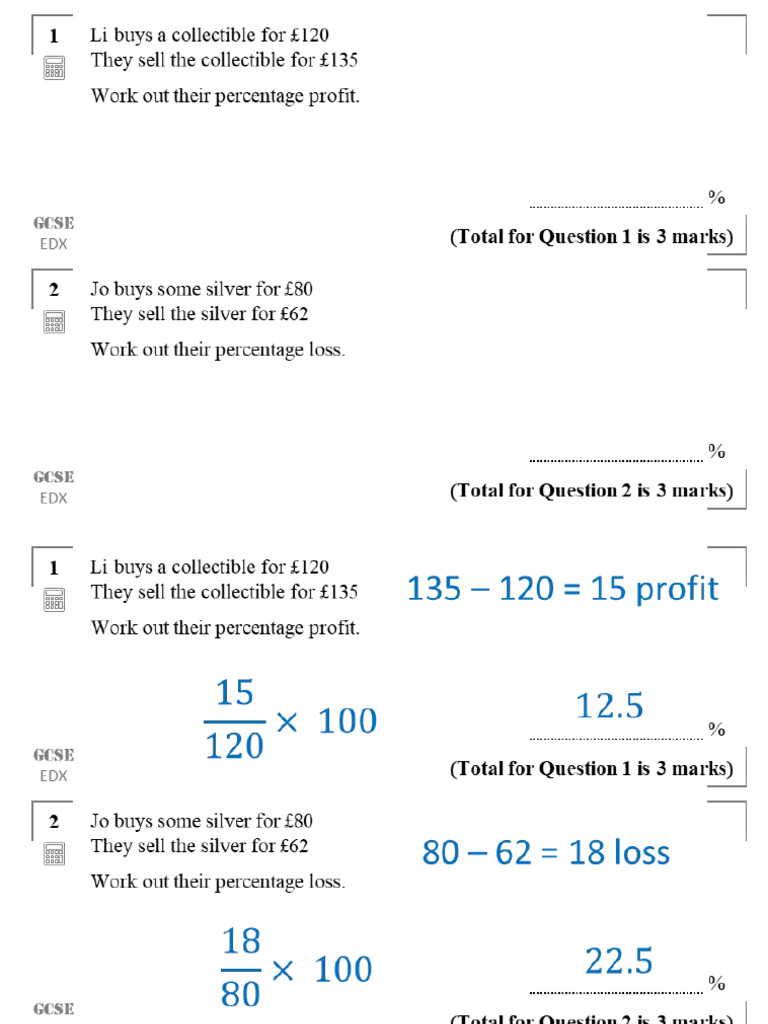Percentages Mixed Calculator Higher Exam Questions EDX | PDF | Money ...