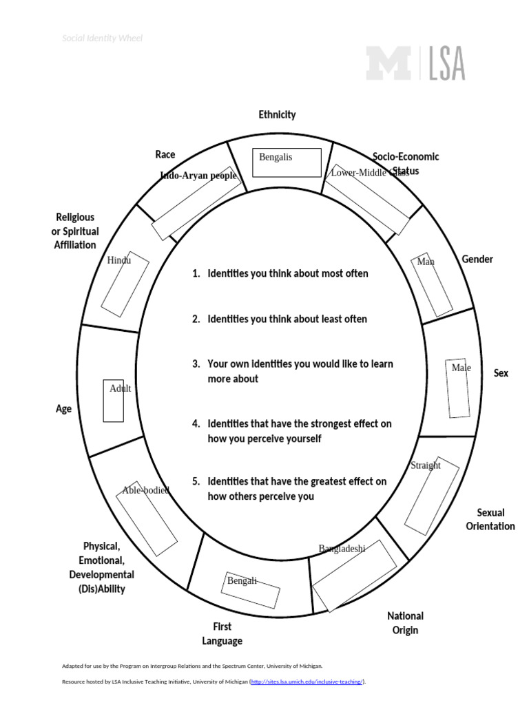 Social Identity Wheel Handout Revised | PDF | Identity (Social Science ...