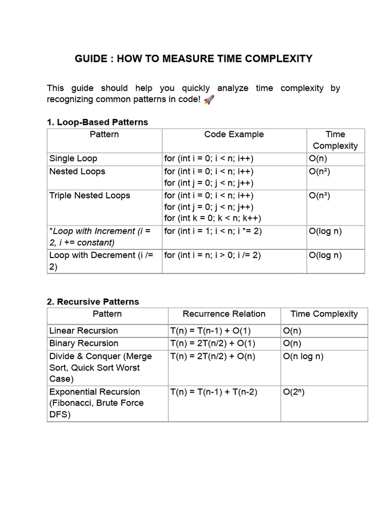 GUIDE _ HOW TO MEASURE TIME COMPLEXITY | PDF | Time Complexity | Mathematical Relations