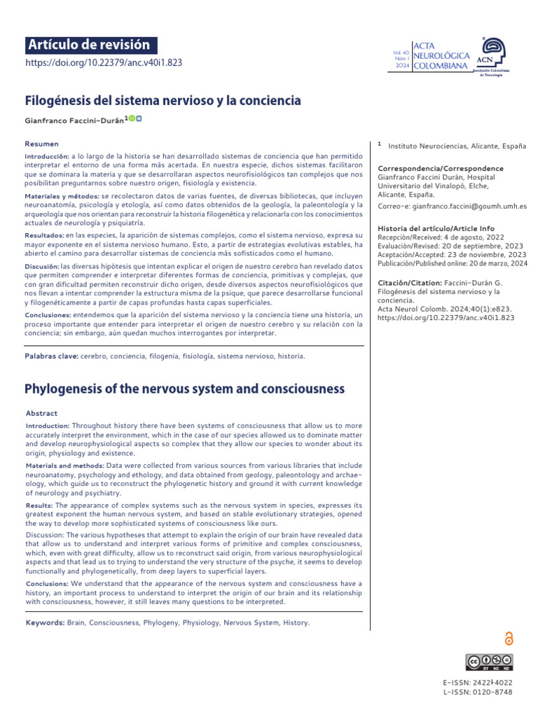 Filogénesis del sistema nervioso y conciencia | PDF | Vida | Biología ...