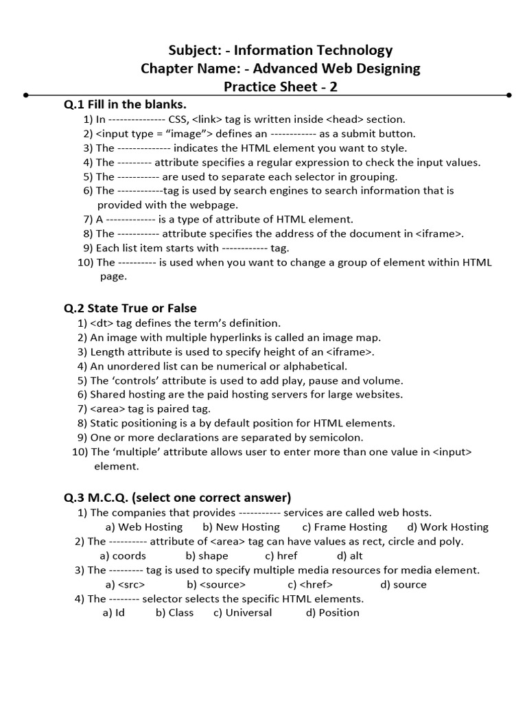 Practice Sheet - 2 | PDF