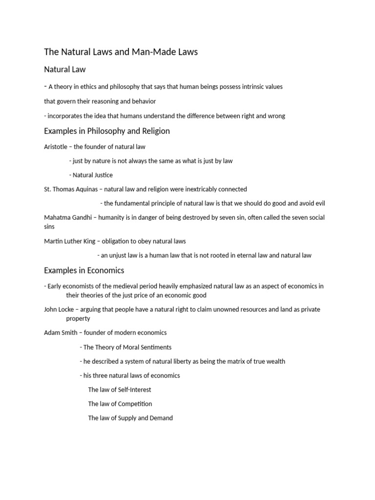 The Natural Laws and Man Made Laws | PDF | Natural Law | Justice