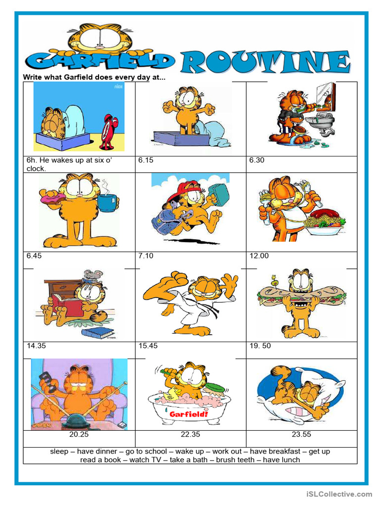 Garfield's Daily Routine | PDF