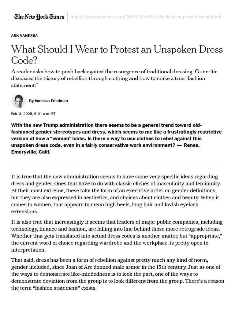 How Can Fashion Be Used As A Form of Rebellion - The New York Times ...