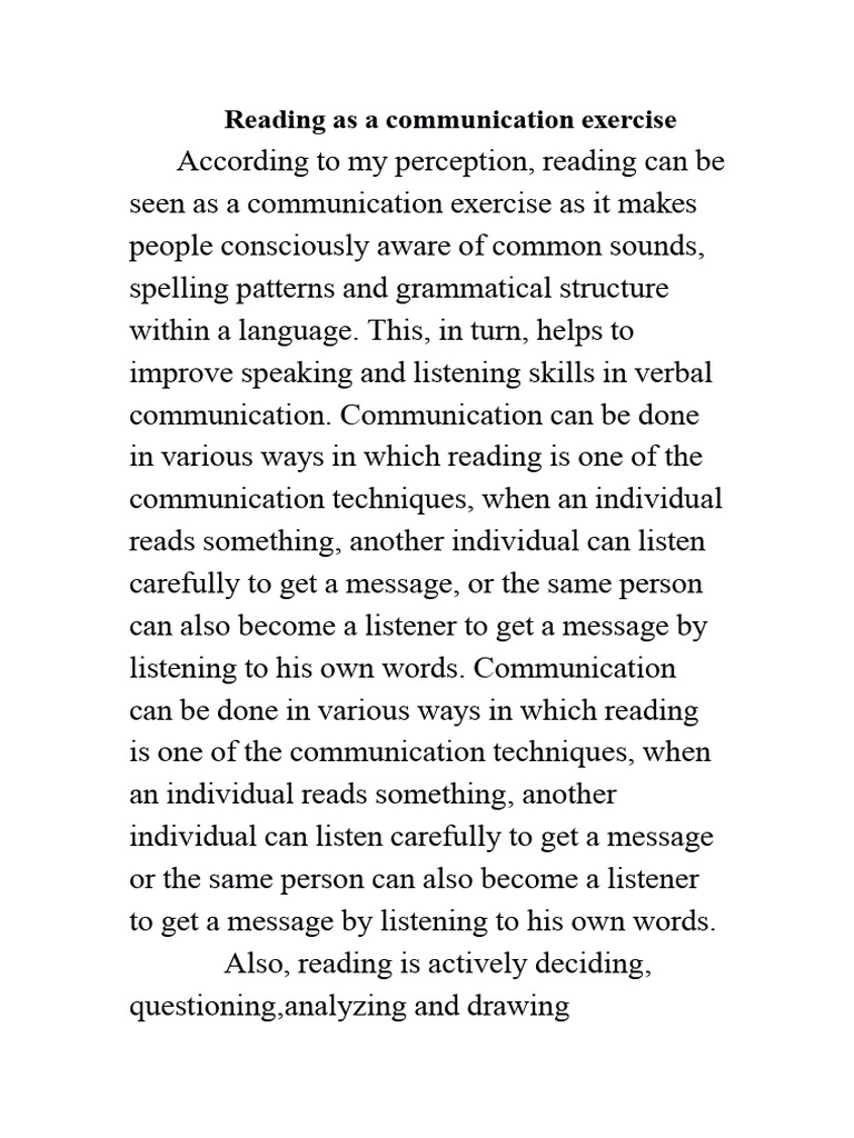 Reading As A Communication Exercise | PDF