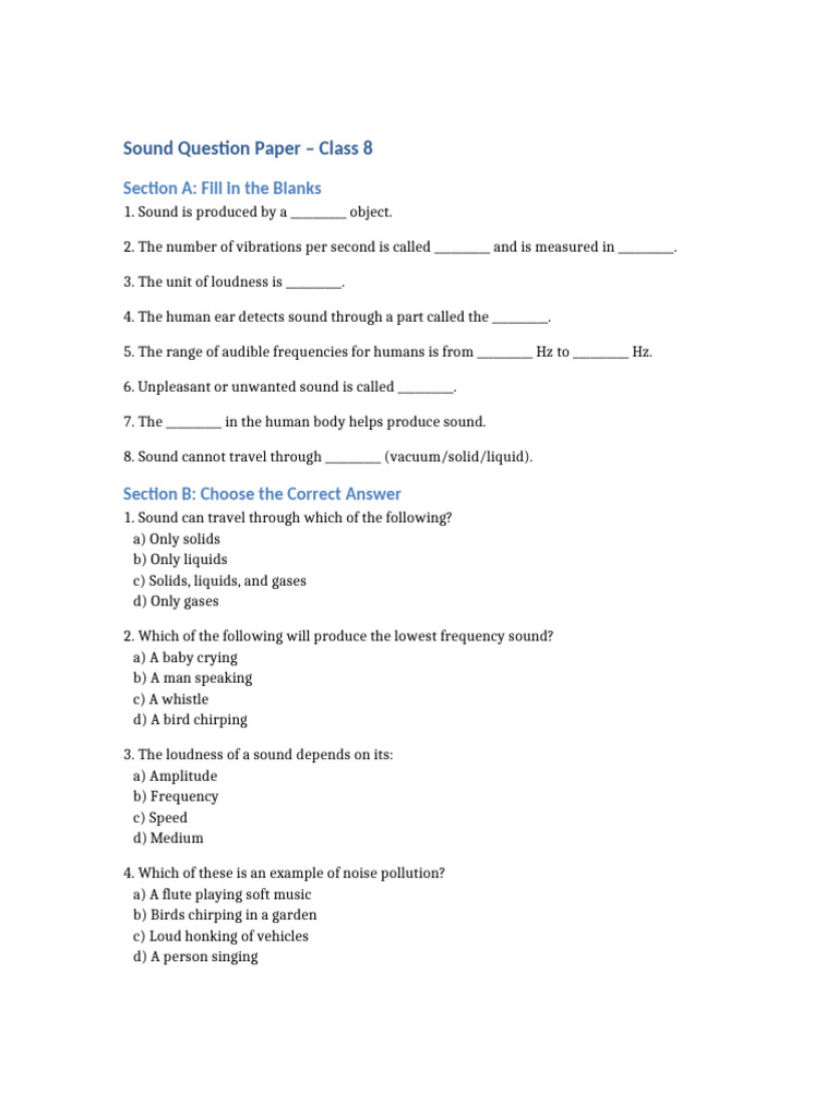 Sound Worksheet | PDF