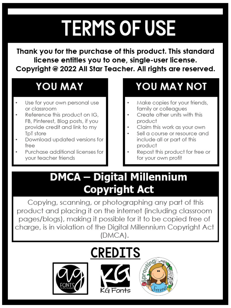 Terms of Use: Credits | PDF | Digital Millennium Copyright Act ...