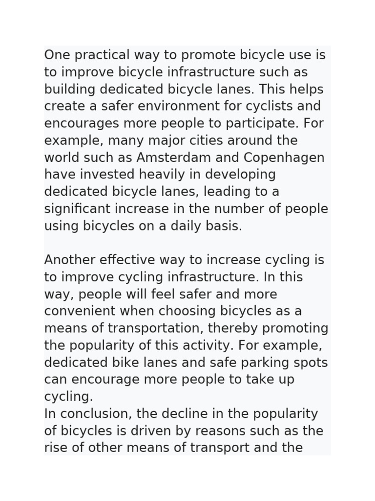 One Practical Way To Promote Bicycle Use Is To Improve Bicycle ...