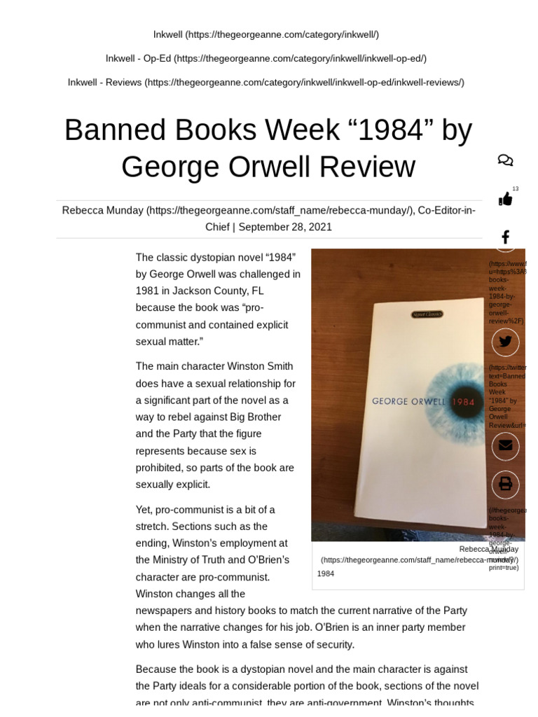 Banned Books Week "1984" by George Orwell Review - The George-Anne ...