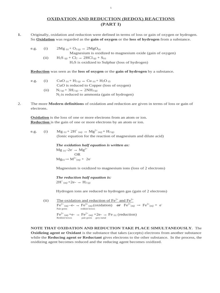 Oxidation and Reduction Revised | PDF | Chemical Compounds | Redox