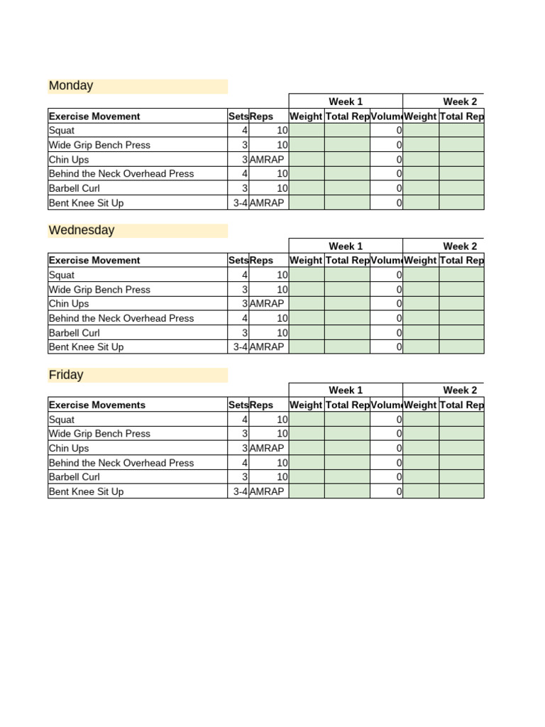 Arnold Schwarzenegger Golden Six Workout Routine Spreadsheet | PDF | Weight | Weight Training
