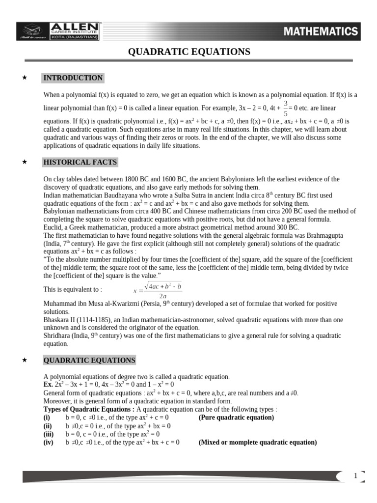 Understanding Quadratic Equations | PDF | Quadratic Equation | Equations