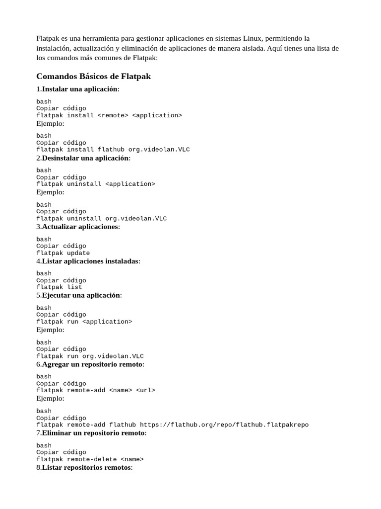 COMANDO FLATPAK | PDF | Software | Software del sistema