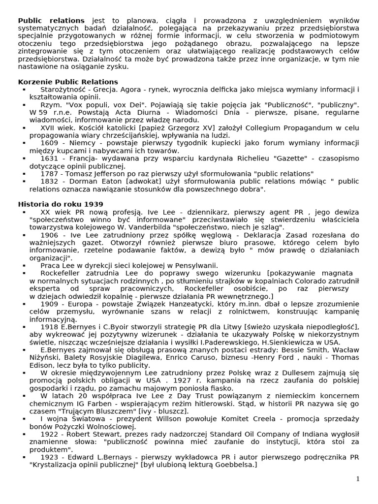 Public Relations Wyklady | PDF