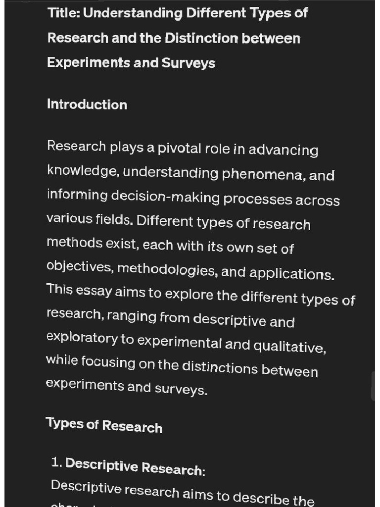 Describe Different Types of Research Diffrence Between An Experiment ...