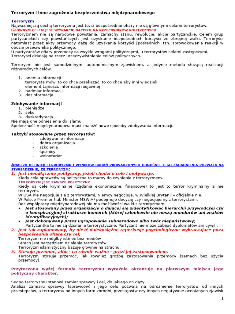 Terroryzm Wyklady | PDF