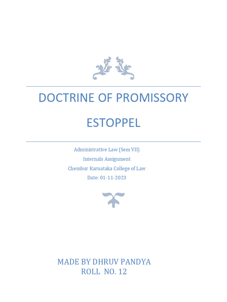 Doctrine of Promissory Estoppel | PDF | Estoppel | Legal Concepts