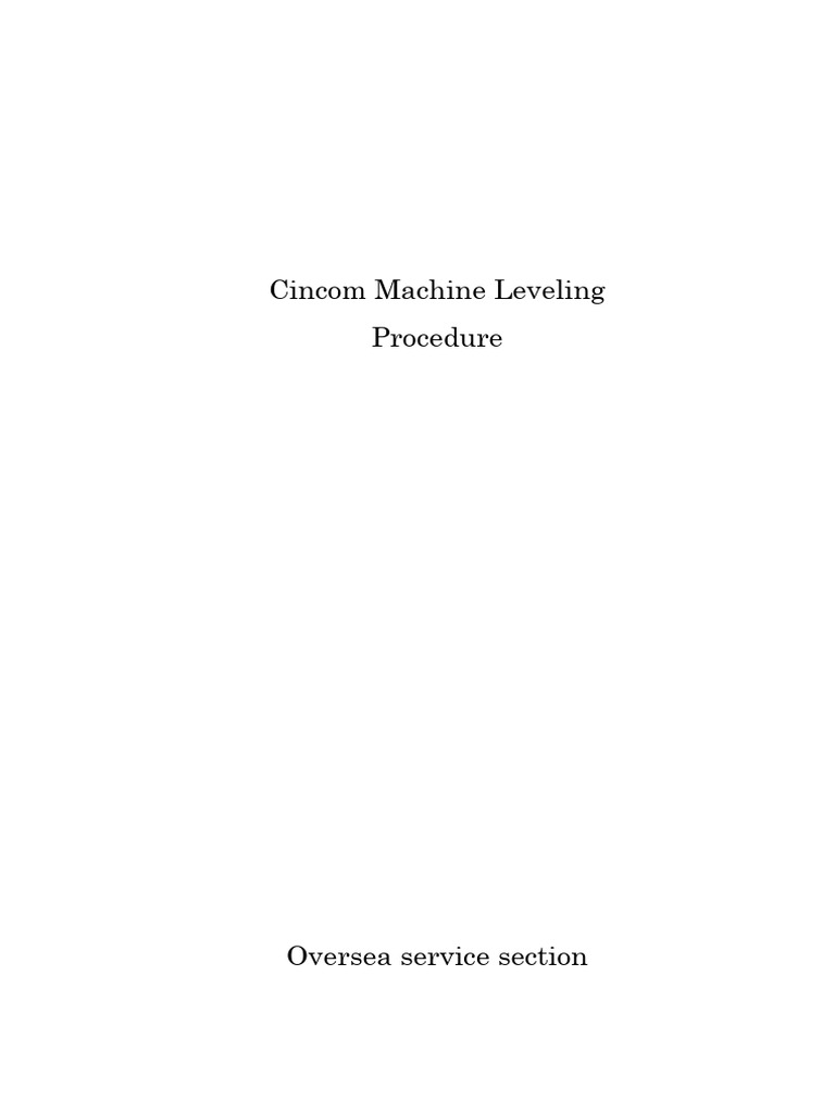 Cincom Machine Leveling Procedure ENG Fin | PDF