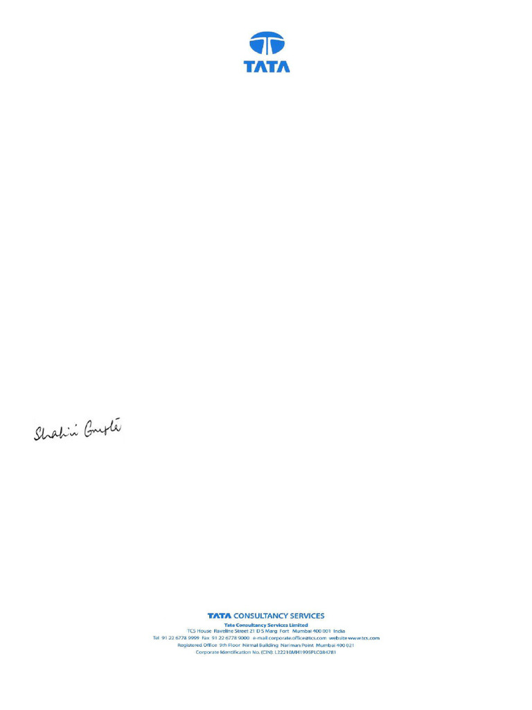 TCS Resignation Acceptance Letter | PDF