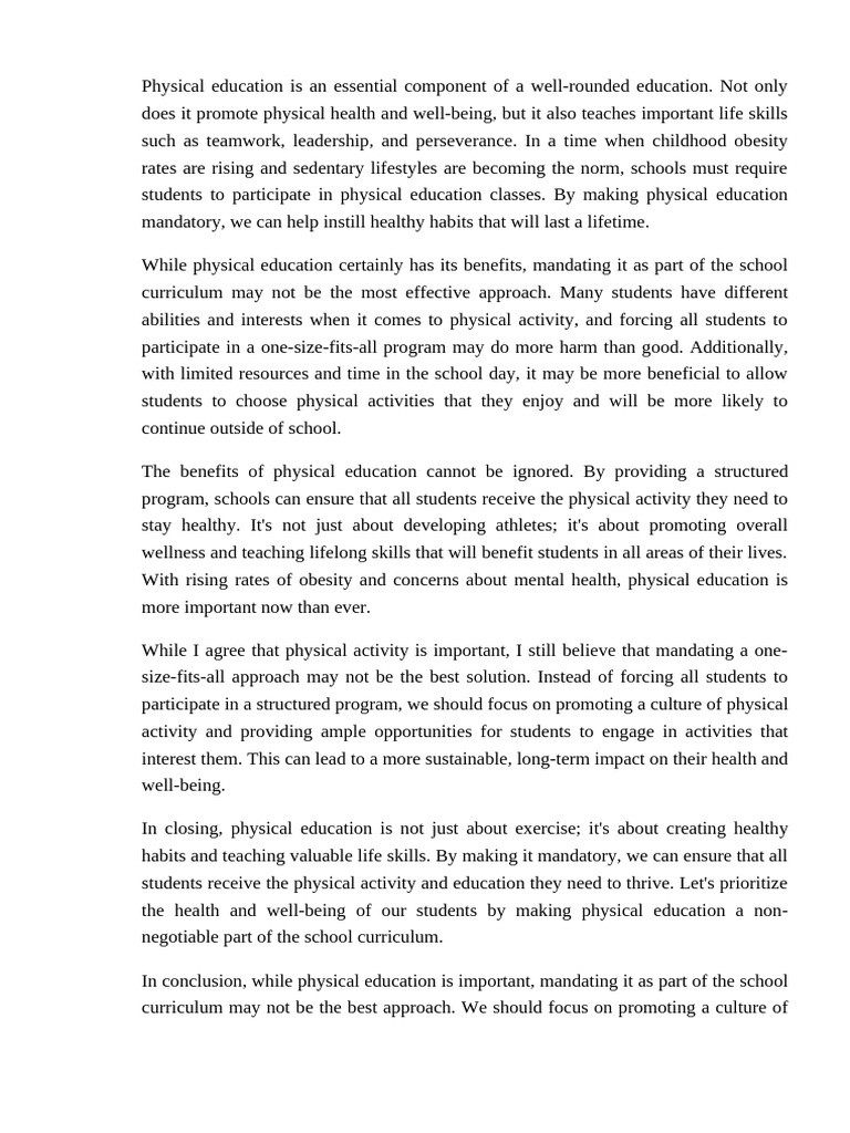 Rethinking Mandatory Physical Education | PDF | Physical Education ...