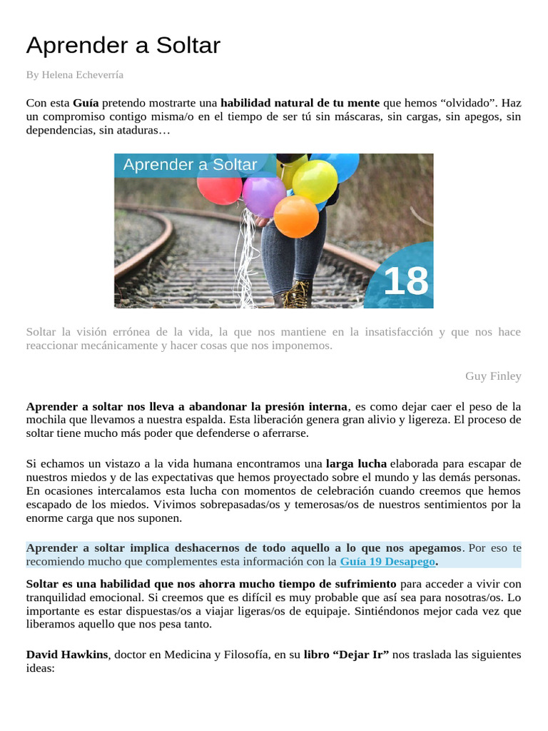 Aprender a Soltar: Guía Práctica | PDF | Las emociones | Amor